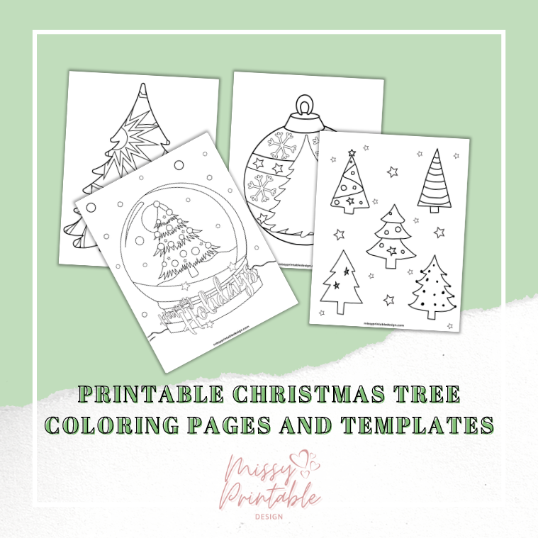 Printable Christmas Tree Coloring Pages and Templates ...
