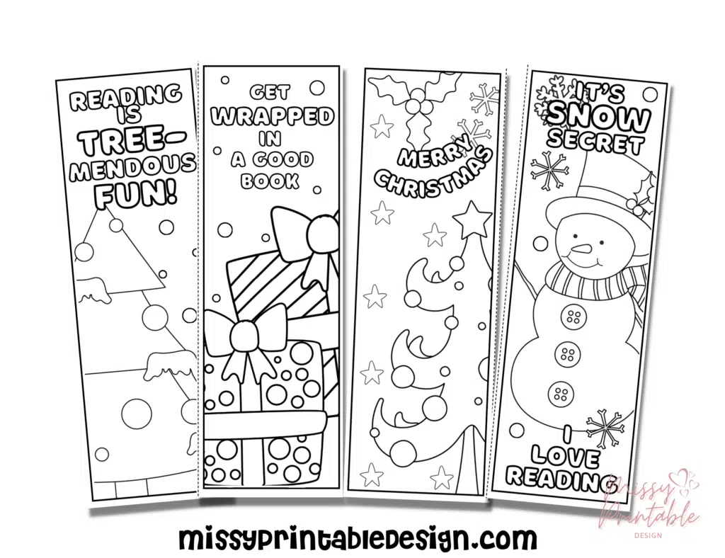 Free Printable Christmas Coloring Bookmarks - MissyPrintableDesign