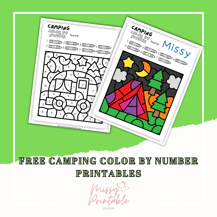 Free Camping Color by Number Printables - Missy Printable Design - Fun ...