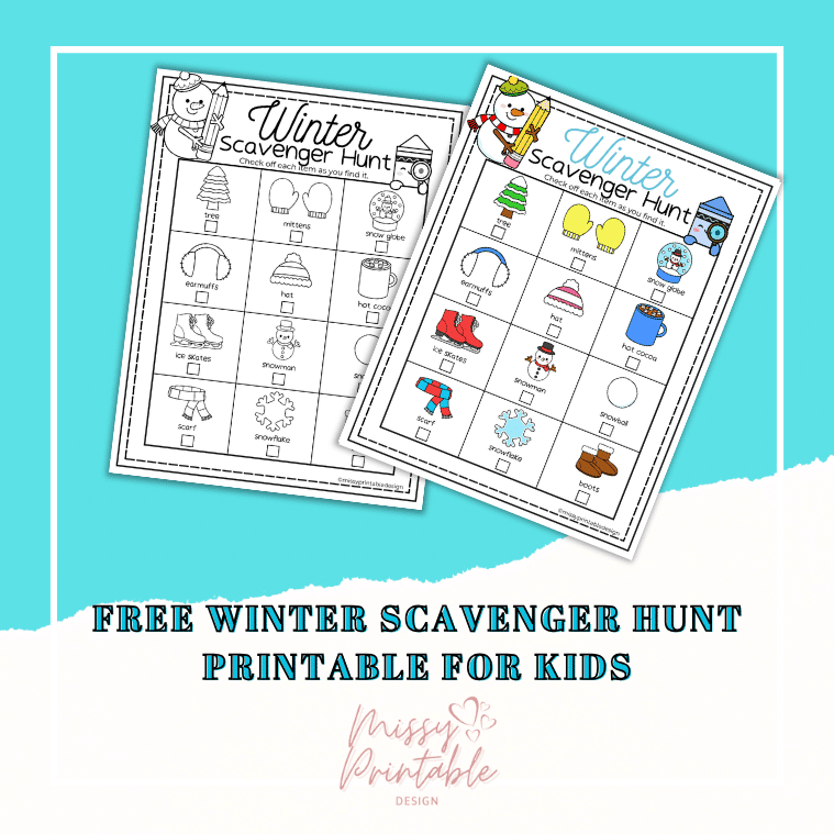 Free Winter Scavenger Hunt Printable for Kids - MissyPrintableDesign