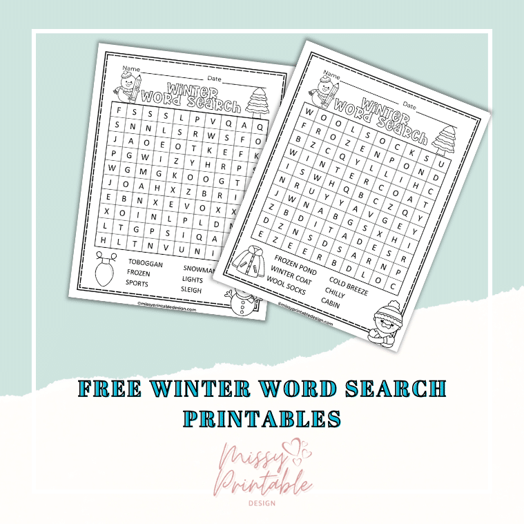 Free Winter Word Search Printables - MissyPrintableDesign
